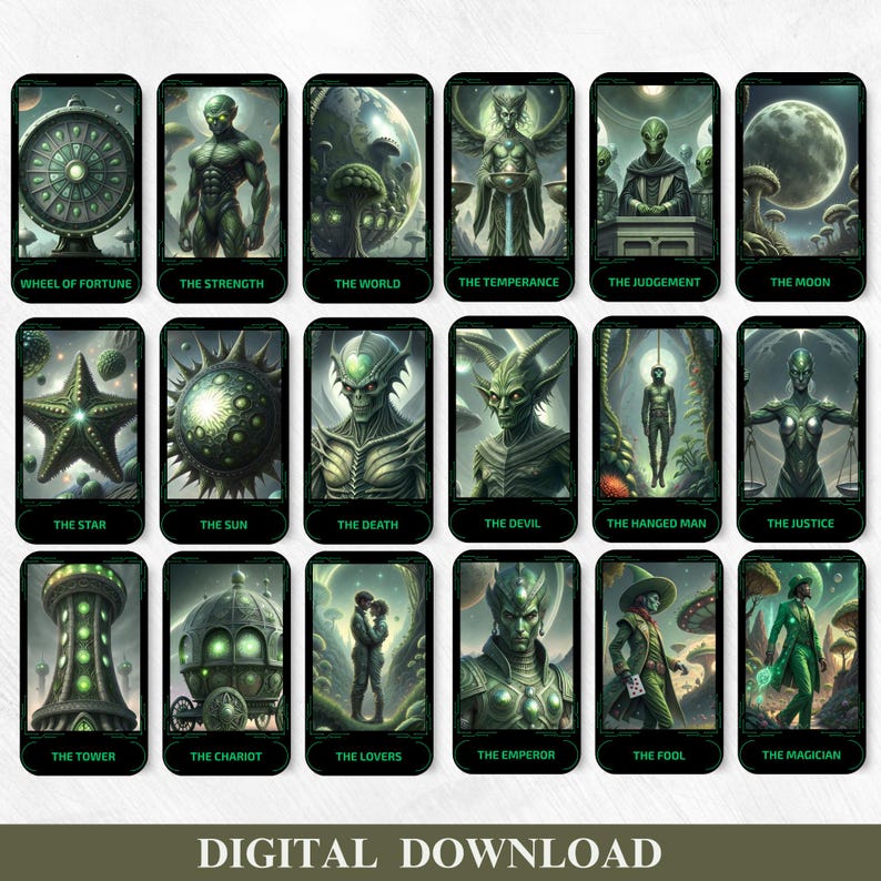 Alien Tarot Digital Tarot Deck Printable Tarot Cards 78 Tarot Cards ...