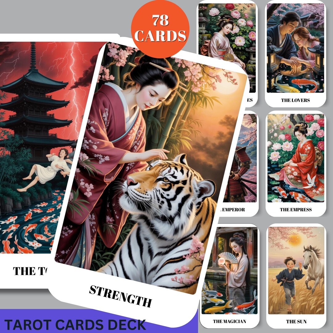Digital Japanese Tarot Deck Printable Tarot Cards 78 Tarot Cards ...
