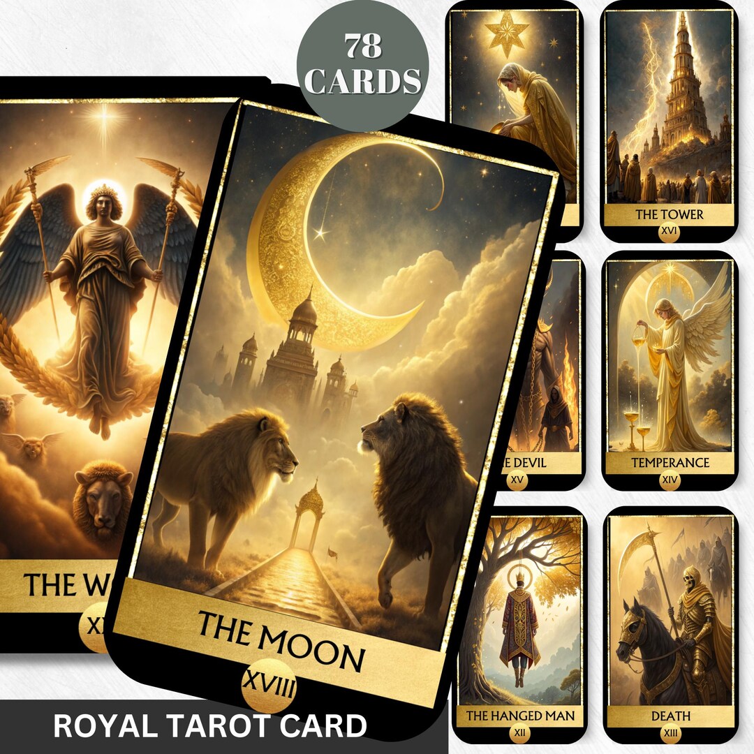 Digital Tarot Deck Printable Tarot Cards 78 Tarot Cards Digital Oracle Cards Gold Tarot Prints ...