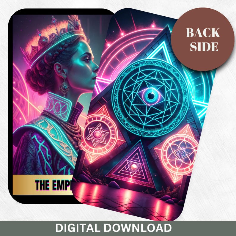 Neon Digital Tarot Deck Printable Tarot Cards 78 Tarot Cards Digital ...