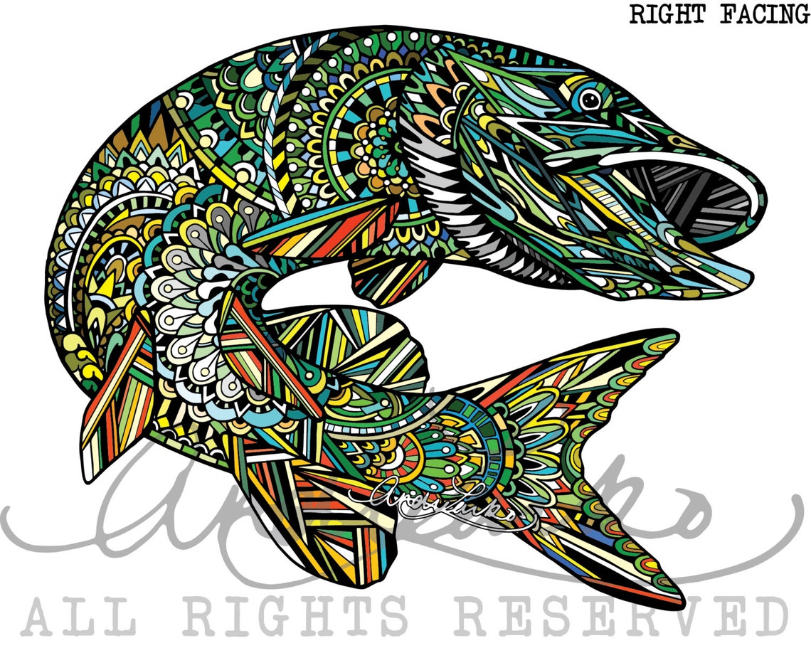 Pike Zentangle Laminated 3M Vinyl Decal - Etsy