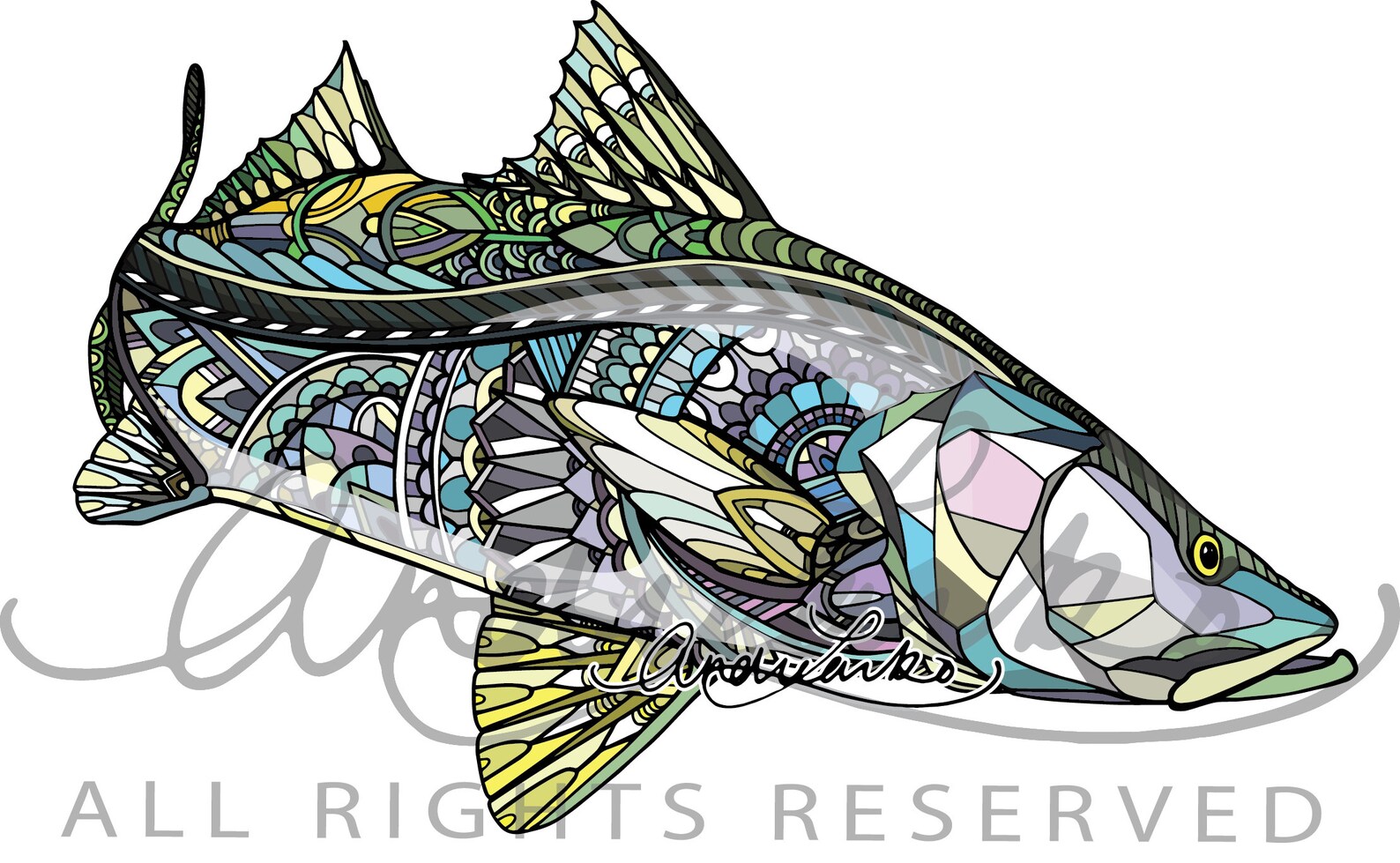 Snook Zentangle Laminated 3M Vinyl Decal - Etsy