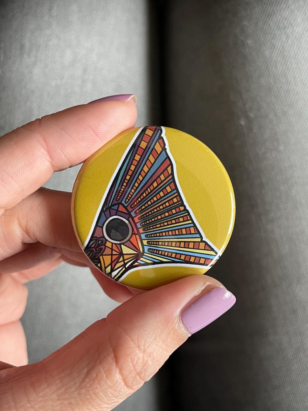 Redfish Tail on Sandy Orange Collector Pin Fishing Pinback Button or ...