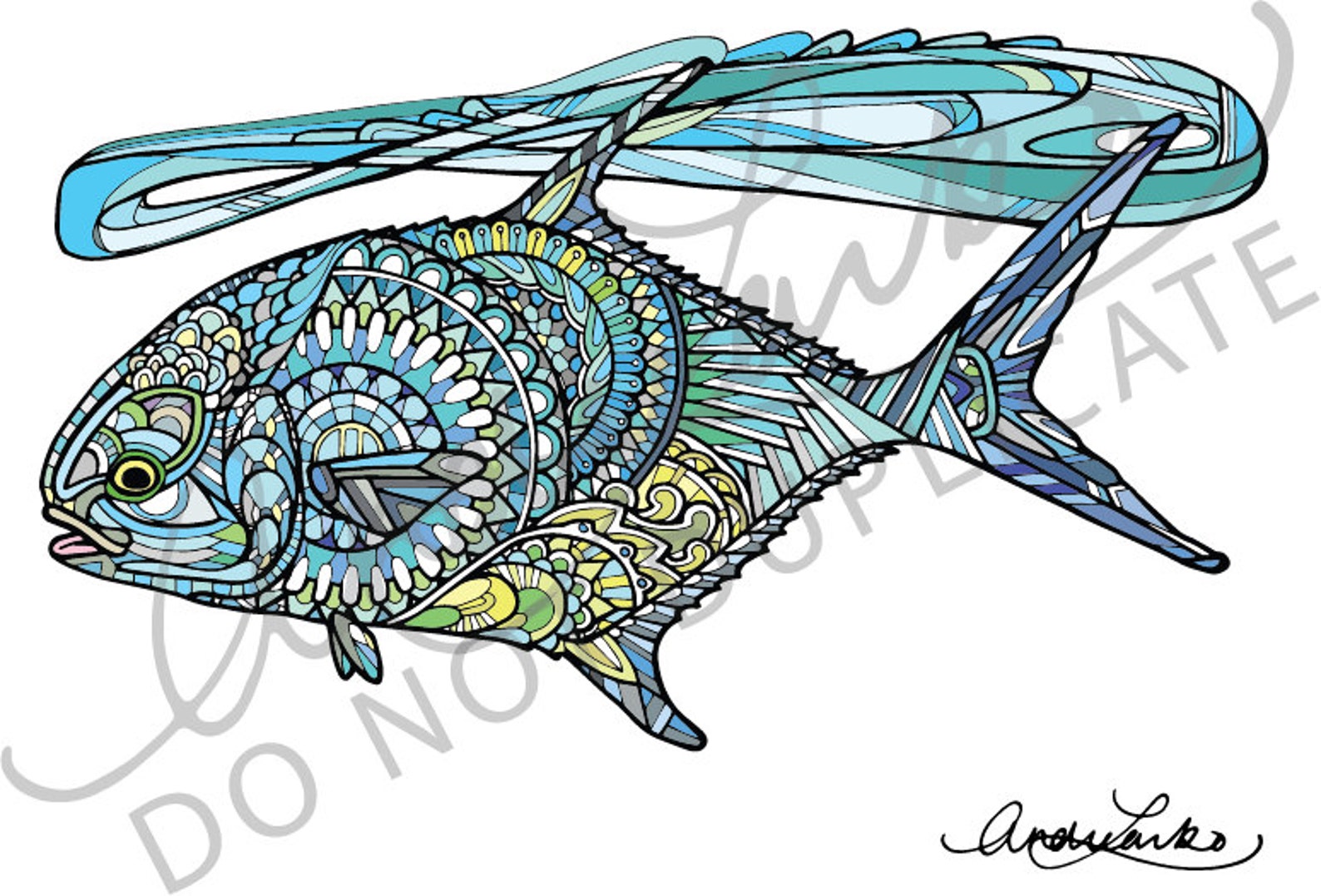 Zentangle Permit Art Print 8.5x11 | Etsy