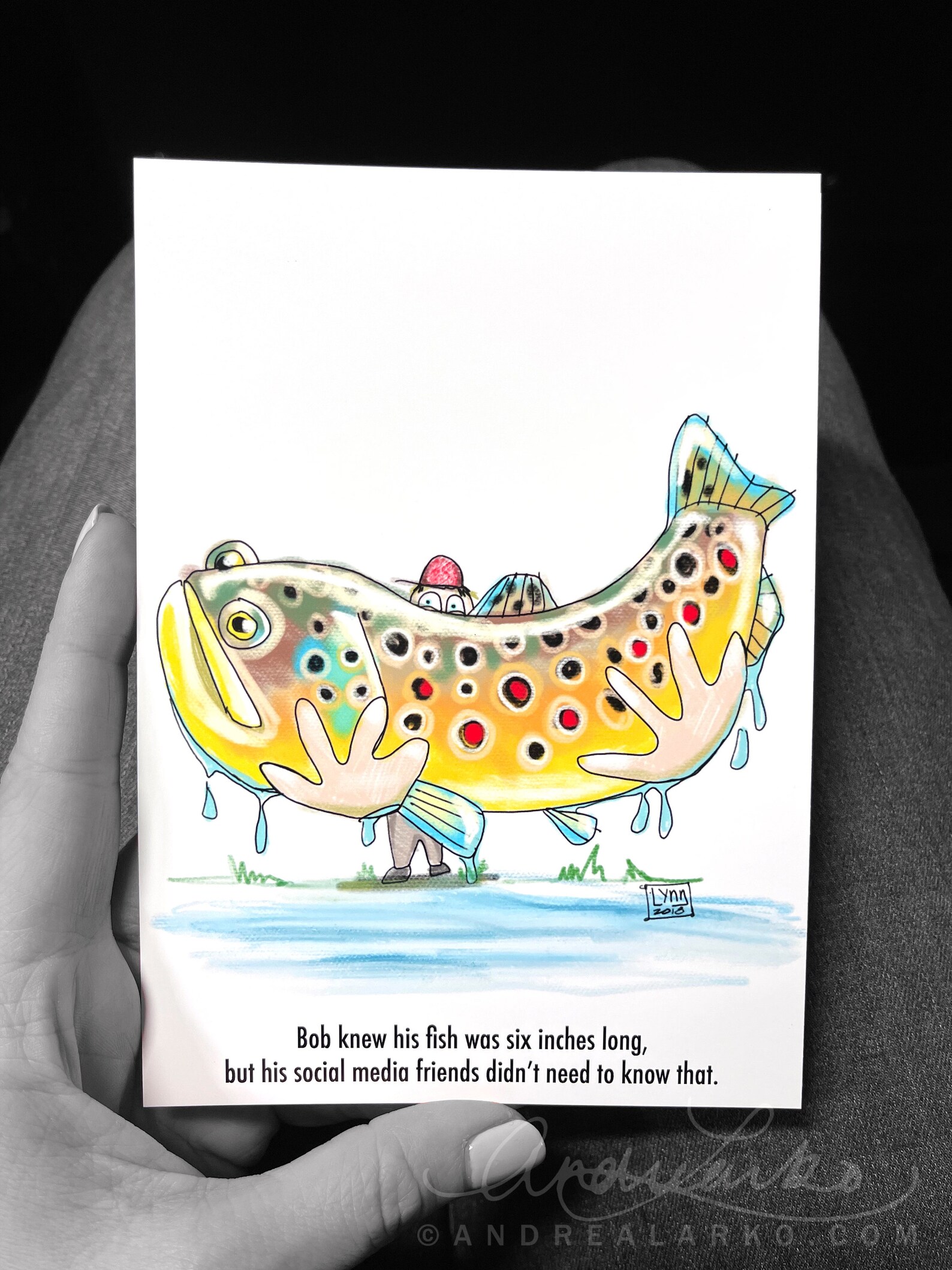 Bob Fly Fishing Cartoon Series Big Fish Art Print | Etsy