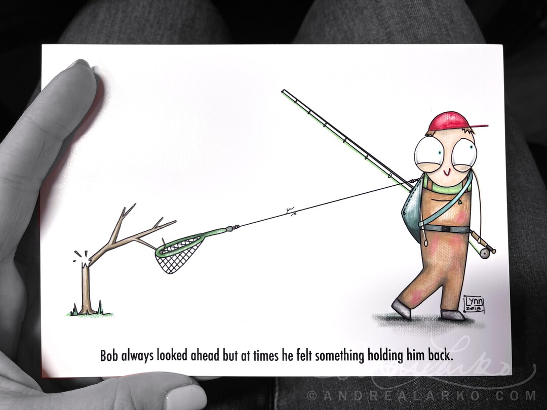 Bob Fly Fishing Cartoon Series Netting Branches Art Print 5"x7" - Etsy