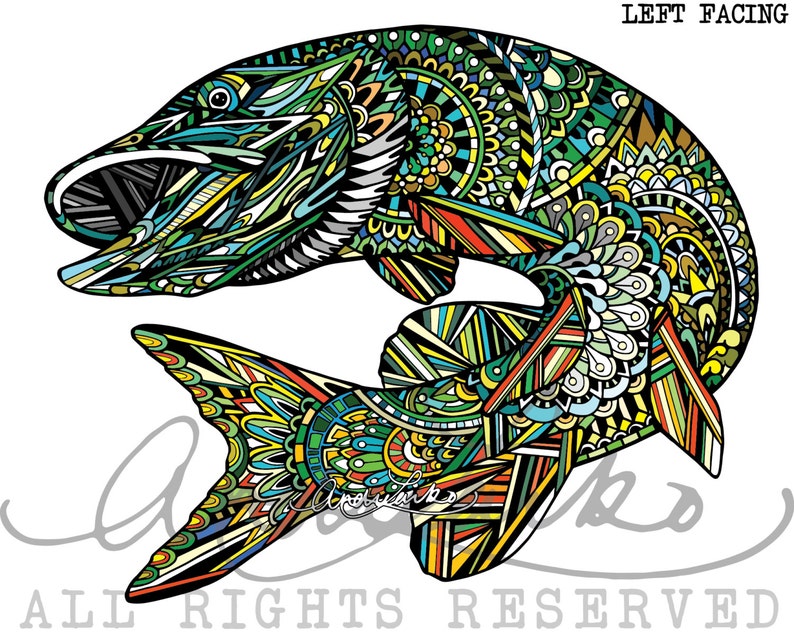 Pike Zentangle Laminated 3M Vinyl Decal - Etsy