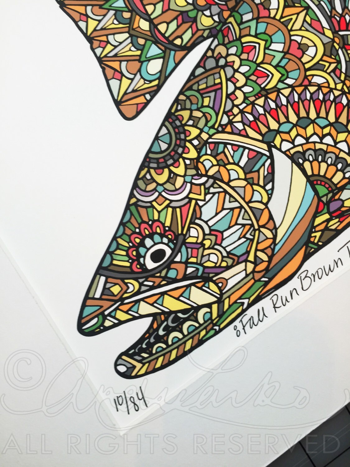 Limited Edition Zentangle Fall Run Brown Trout Gicleé Print | Etsy