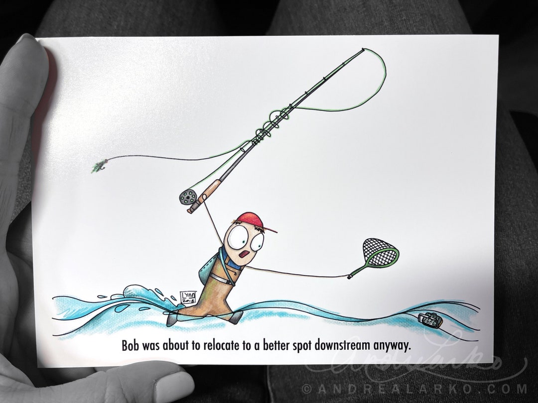 Bob Fly Fishing Cartoon Series Sprint Downstream Art Print 5"x7" - Etsy