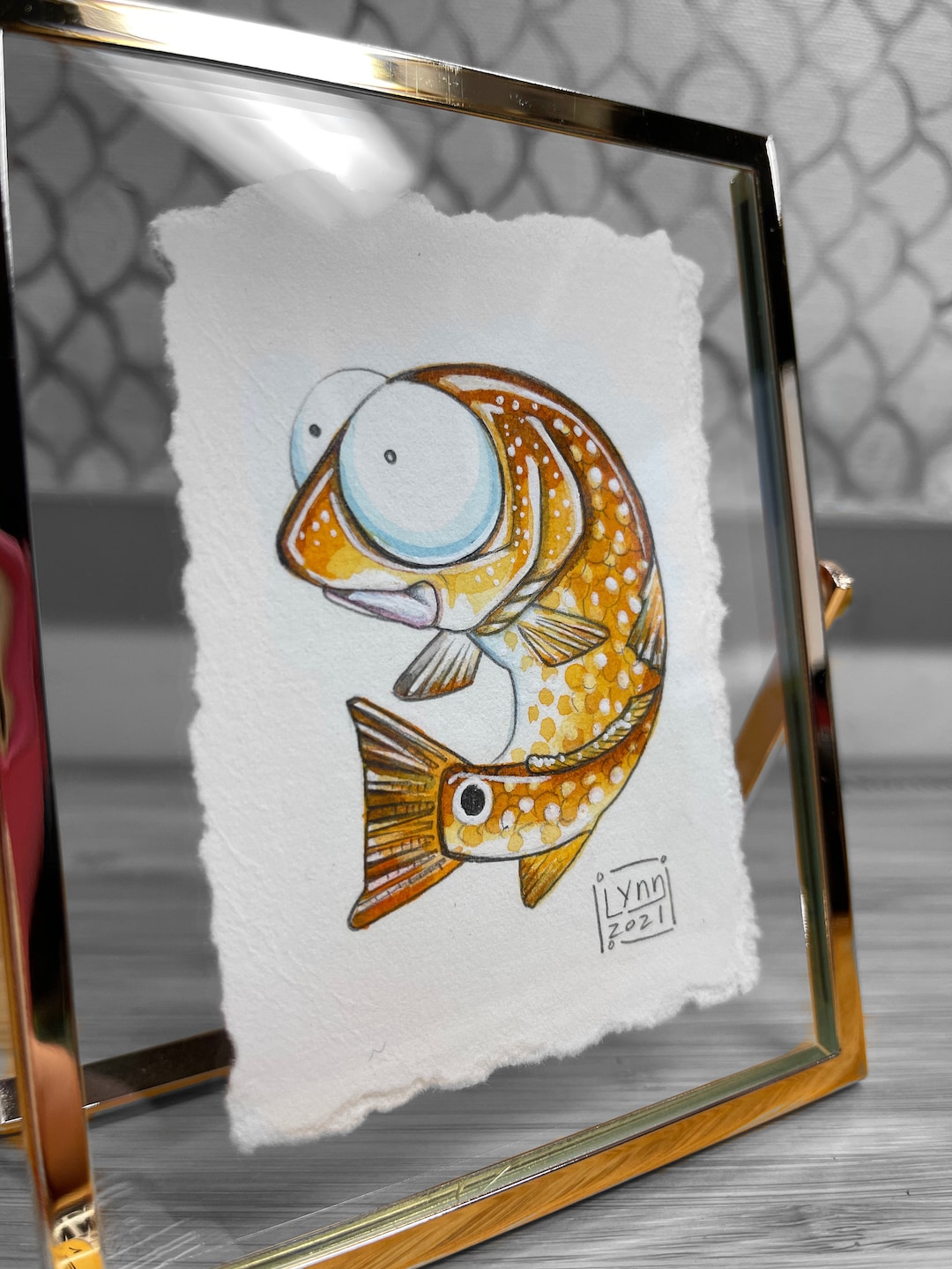 Resilient Redfish Original Miniature Framed Watercolor Painting - Etsy