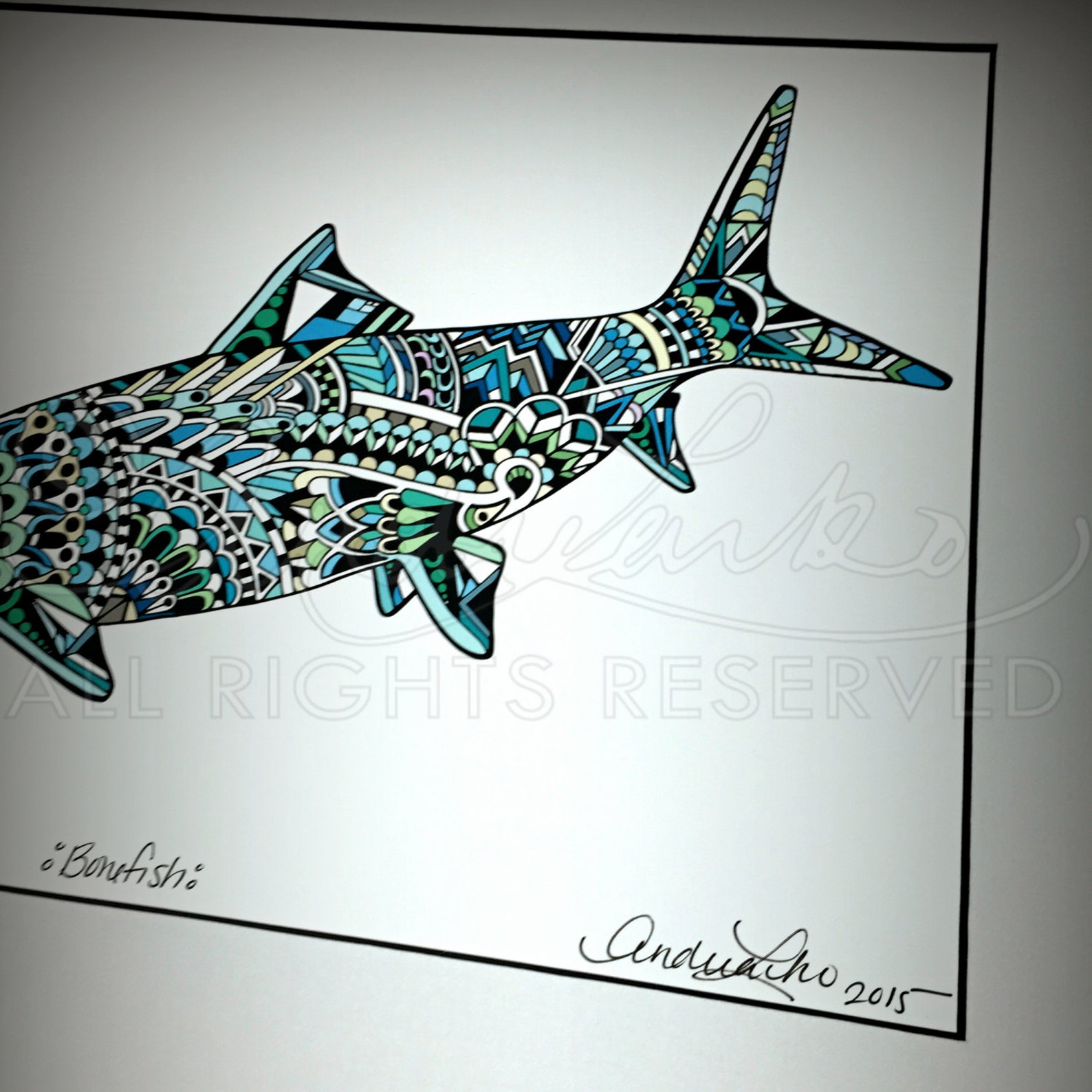 Limited Edition Bonefish Zentangle Art Gicleé Print | Etsy