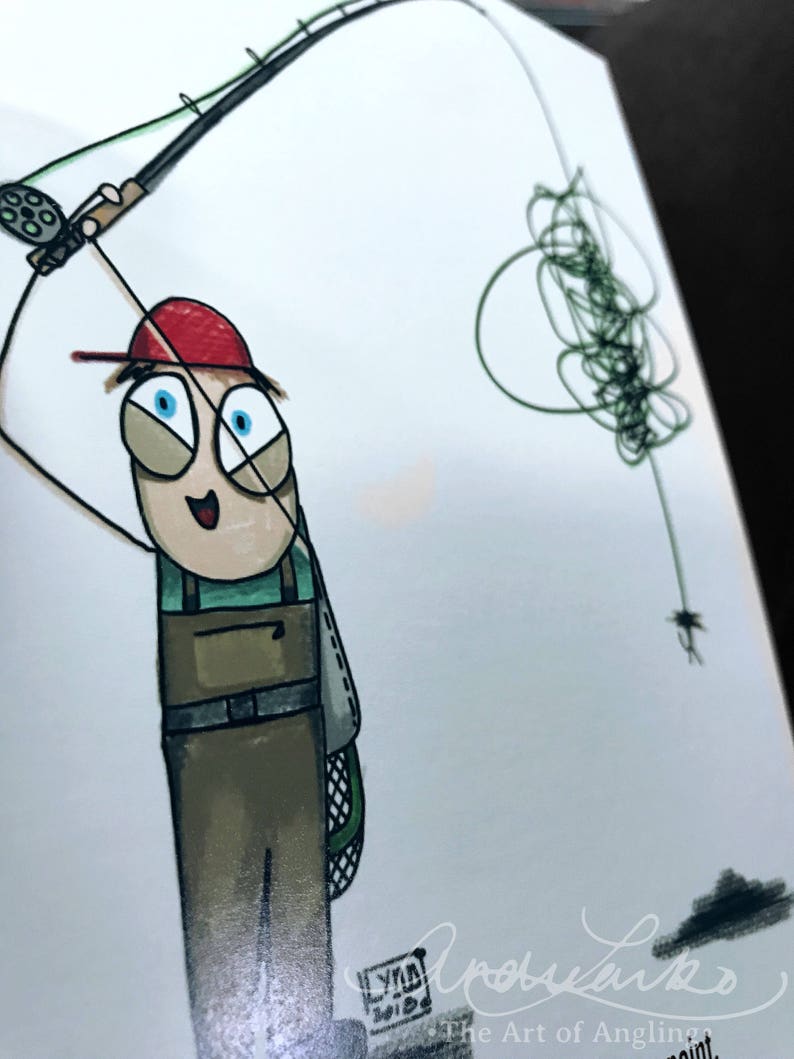 Bob Fly Fishing Cartoon Series Wind Knot Art Print 5"x7" - Etsy