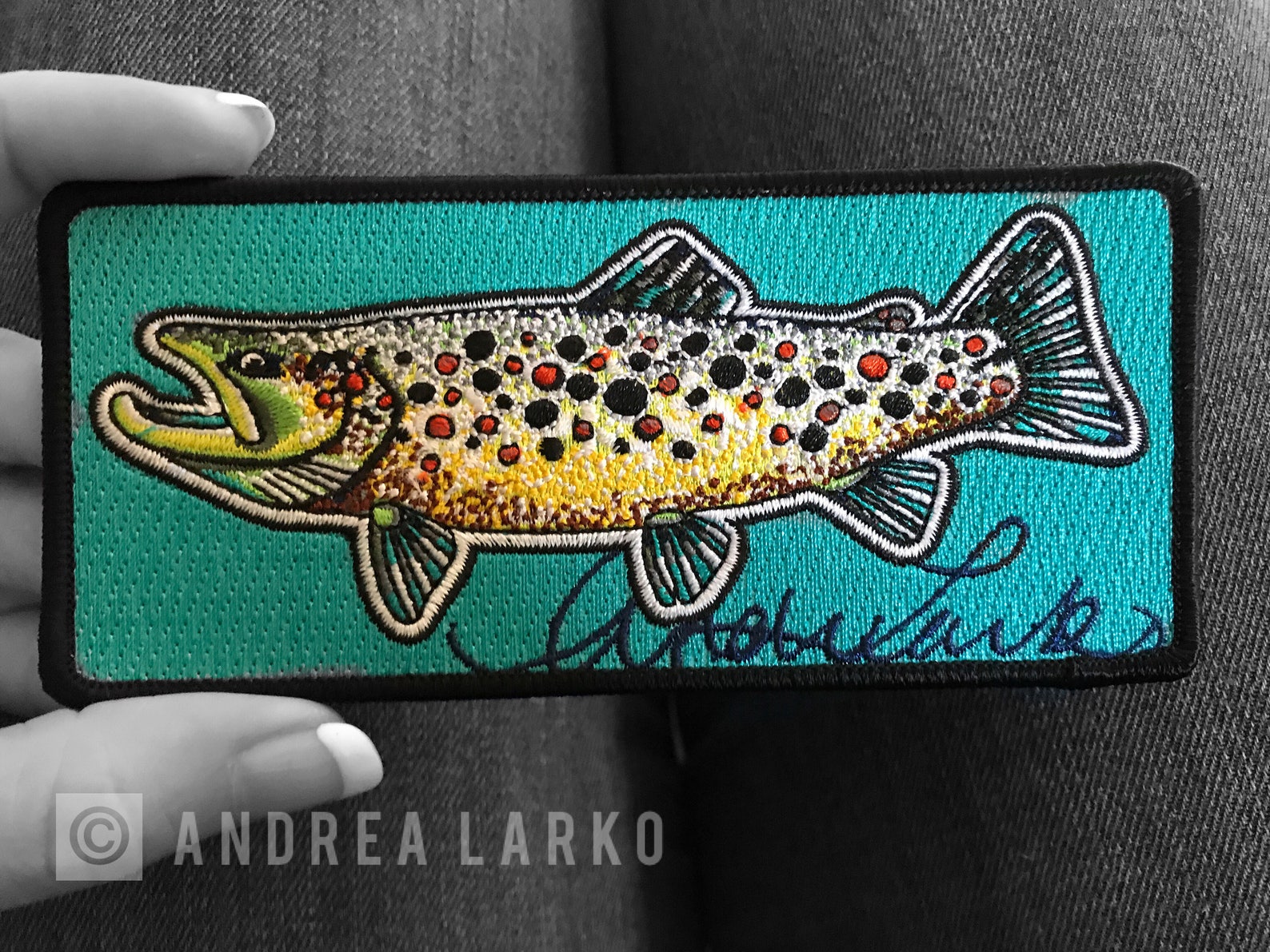 Embroidered Brown Trout Iron on Fish Art Patch | Etsy