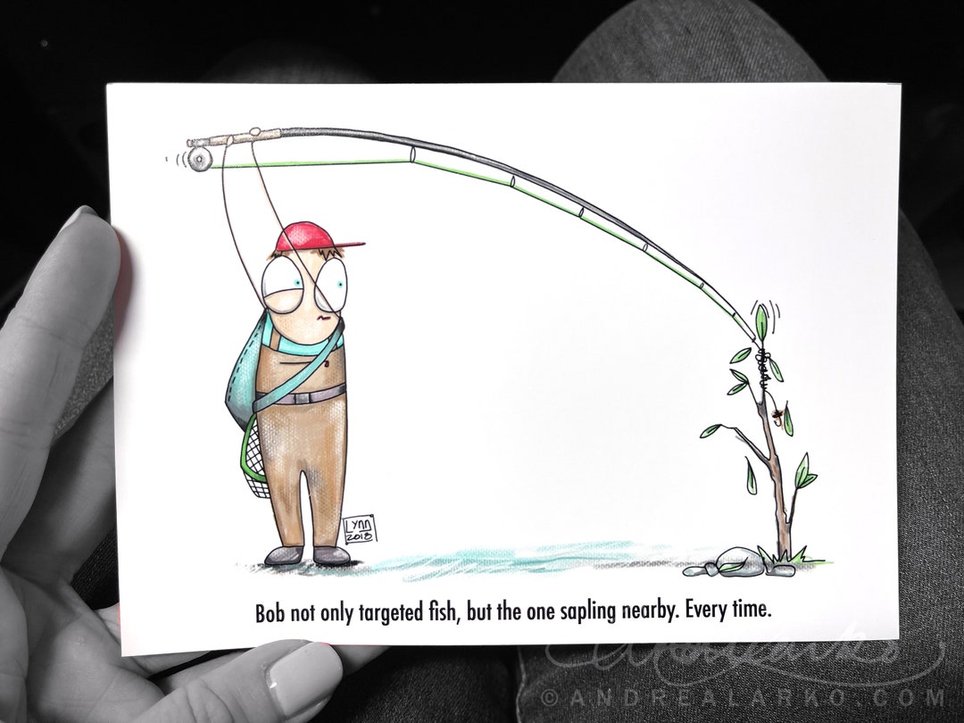 Bob Fly Fishing Cartoon Series One Tree Art Print 5"x7" - Etsy