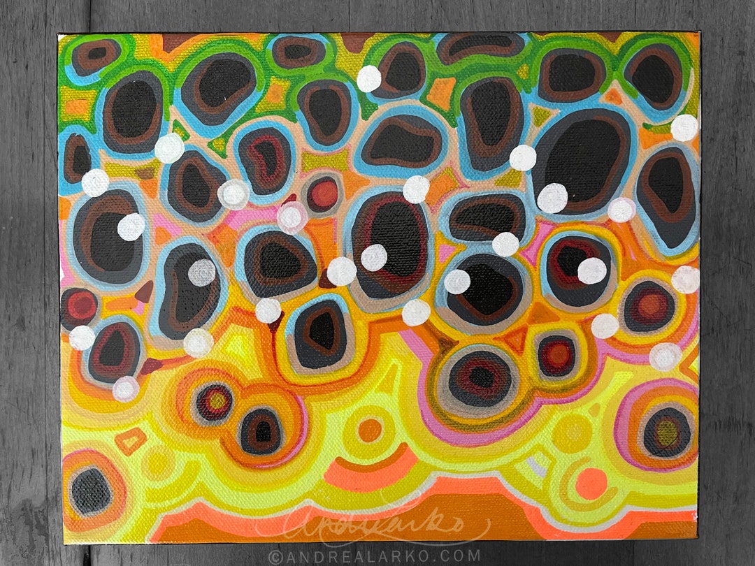 Original Acrylic Fall Brown Trout Fish Art Painting 8x10 - Etsy