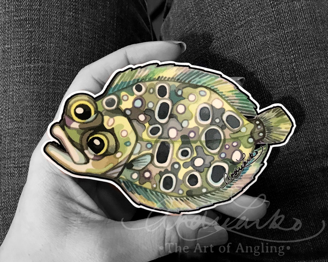Doodle Flounder Laminated 3M Vinyl Decal - Etsy