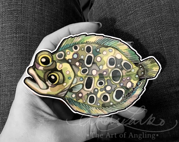 Doodle Flounder Laminated 3M Vinyl Decal - Etsy