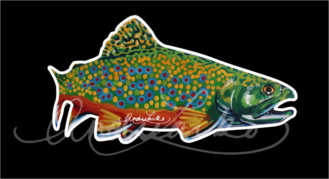 Painted Brook Trout Laminated 3M Vinyl Decal | Etsy