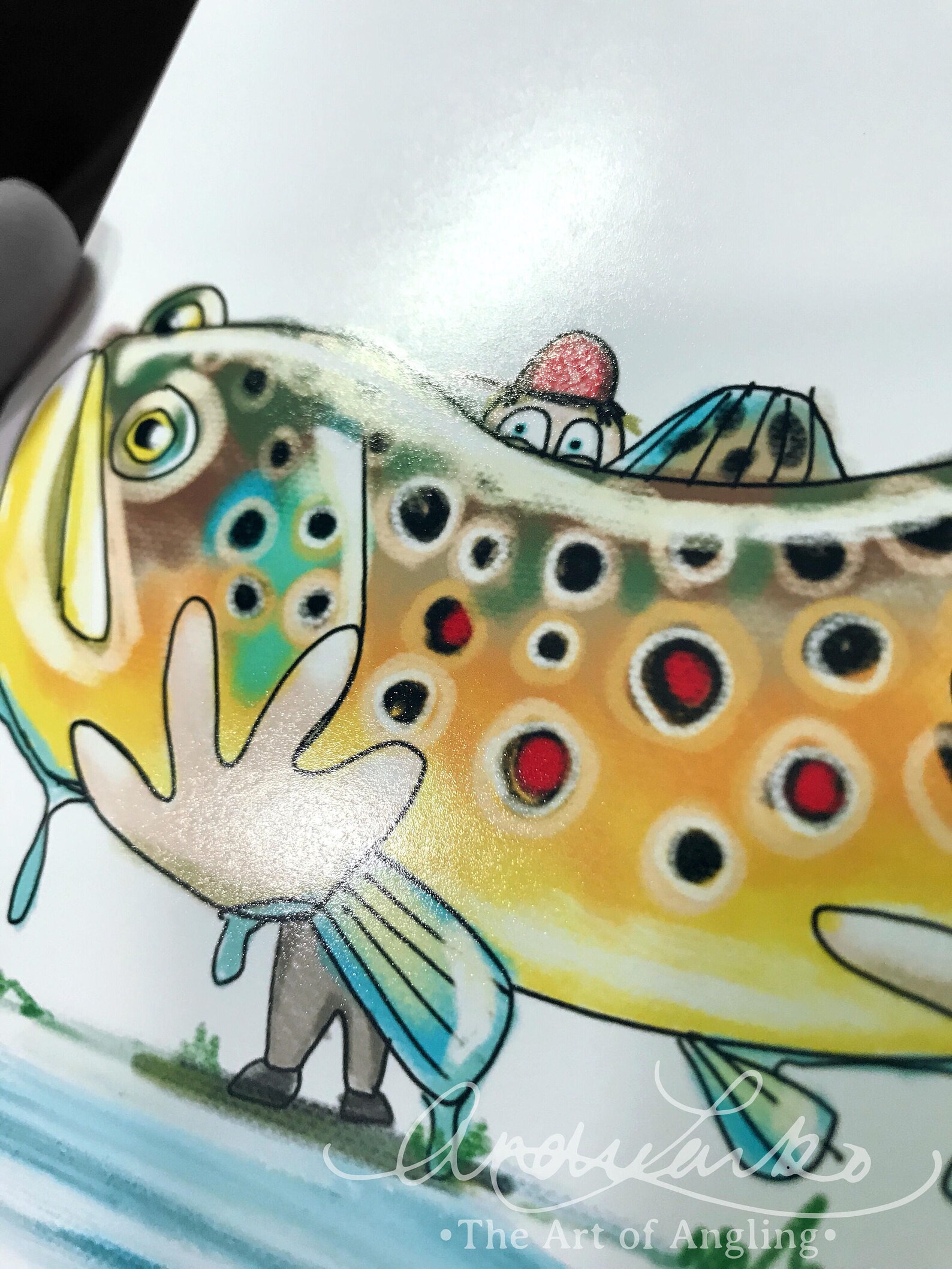 Bob Fly Fishing Cartoon Series Big Fish Art Print | Etsy