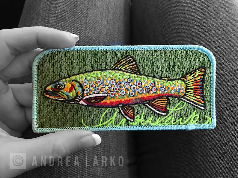 Embroidered Brook Trout Iron on Fish Art Patch 5.5"x2.5" - Etsy