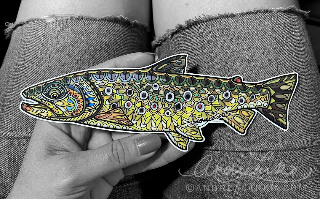 German Brown Trout Zentangle Laminated Die Cut 3M Vinyl Decal - Etsy