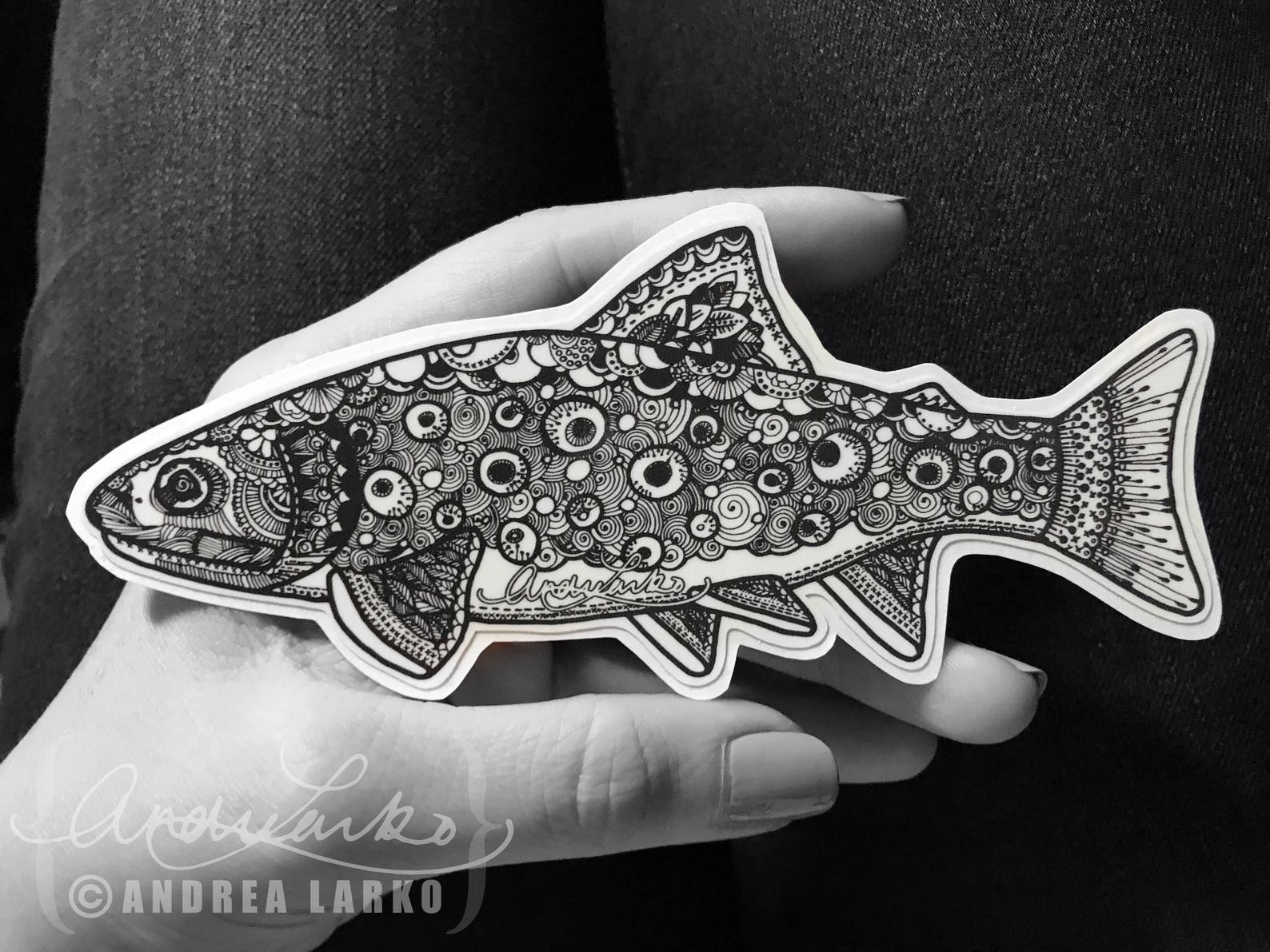 Brook Trout Pen and Ink Zentangle Vinyl 3M Decal - Etsy