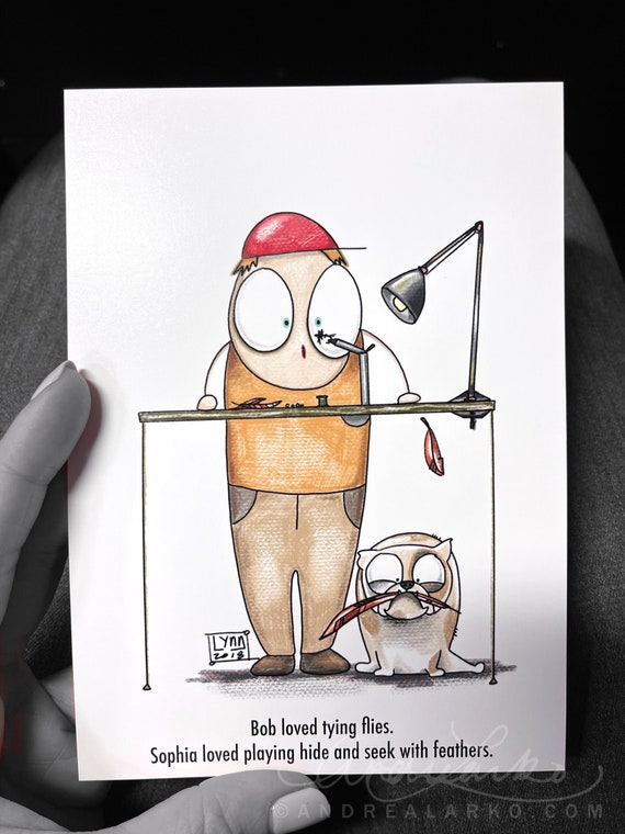 Bob Fly Fishing Cartoon Series Feather Eater Art Print - Etsy