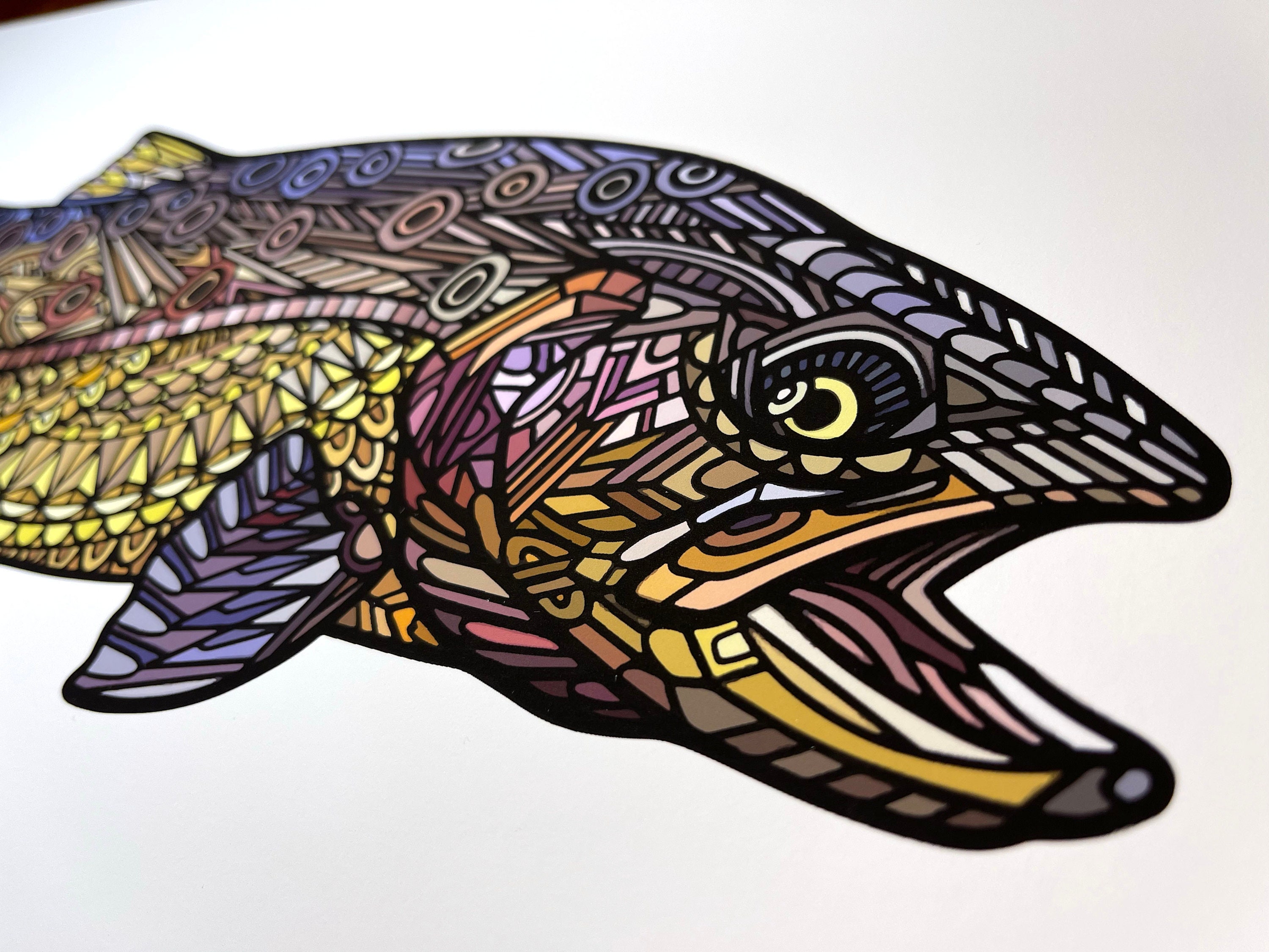 Archival Cutthroat Trout Zentangle Limited Edition Giclee Print 11x17 ...