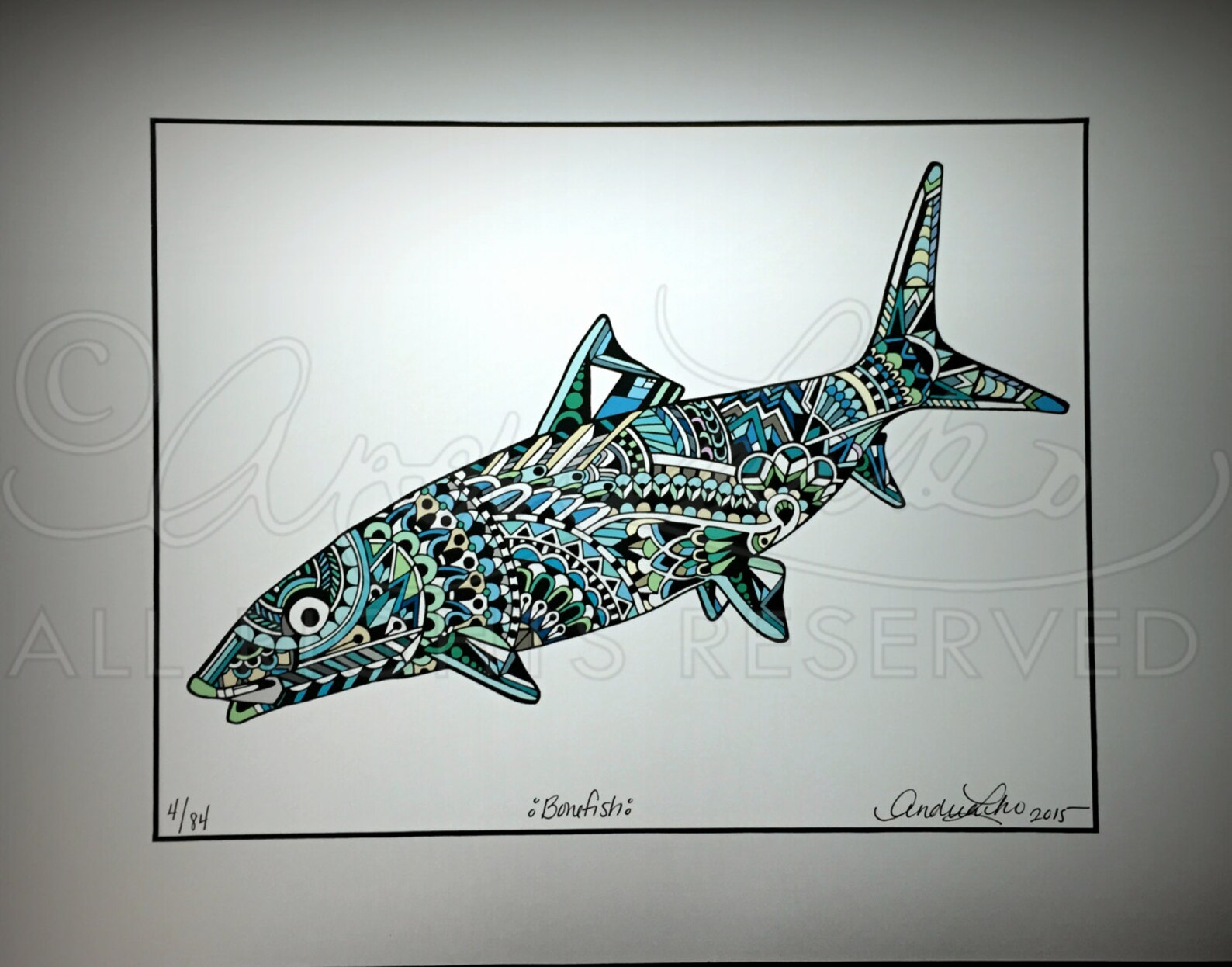 Limited Edition Bonefish Zentangle Art Gicleé Print | Etsy