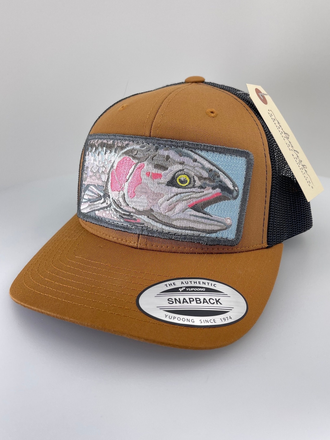 Embroidered Caramel/ Black Steelhead Patch Trucker Hat - Etsy