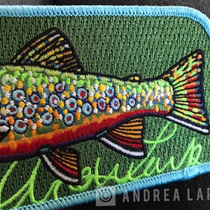 Embroidered Brook Trout Iron on Fish Art Patch 5.5"x2.5" - Etsy