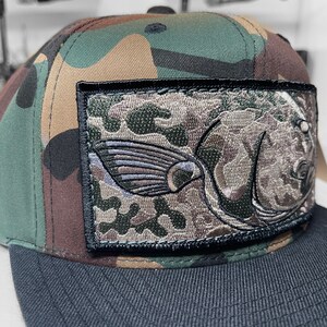 Embroidered Flat Brim Camo Halibut Patch Snapback Wool Blend Hat - Etsy