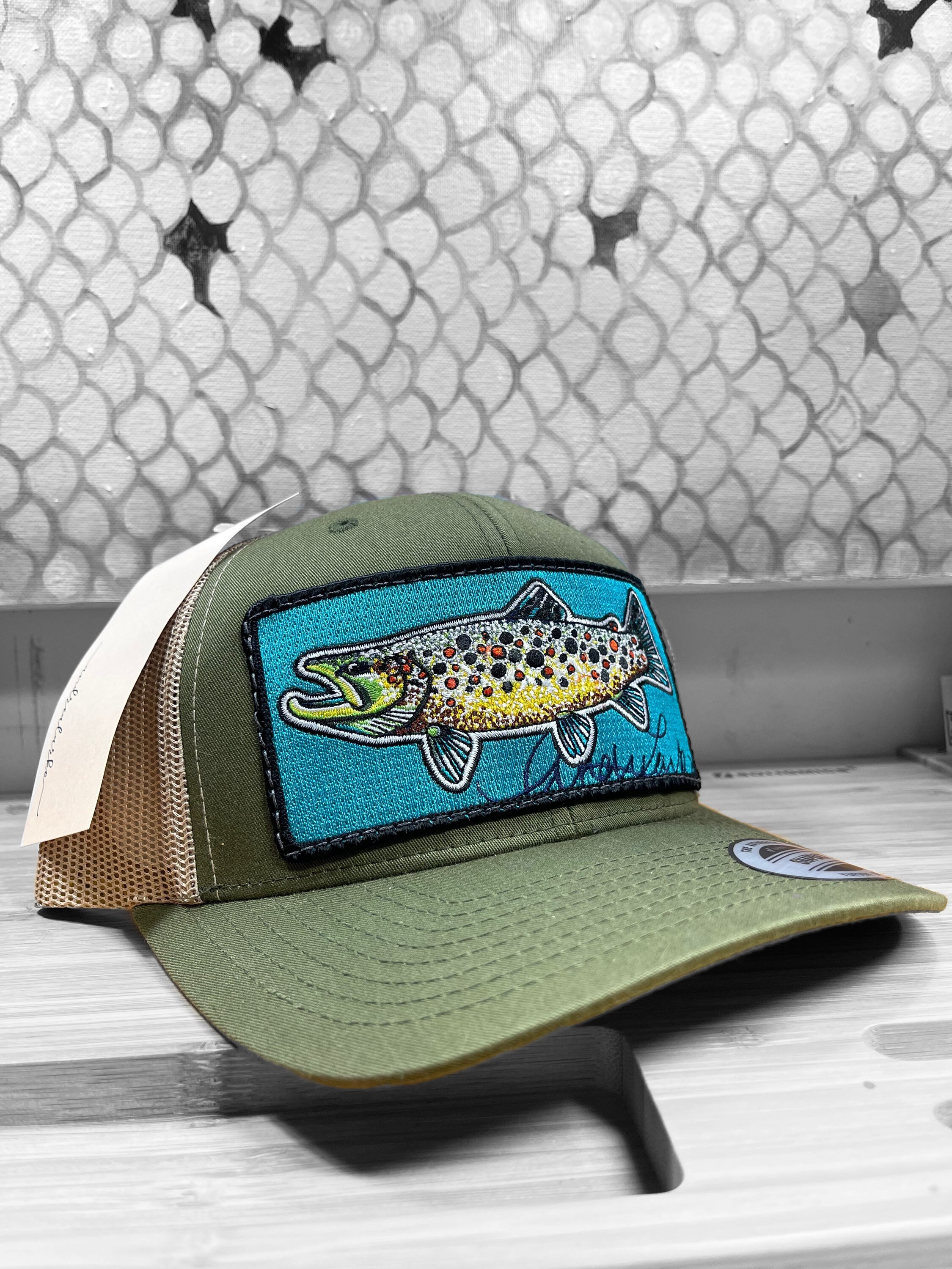 Embroidered Brown Trout Patch Trucker Hat | Etsy