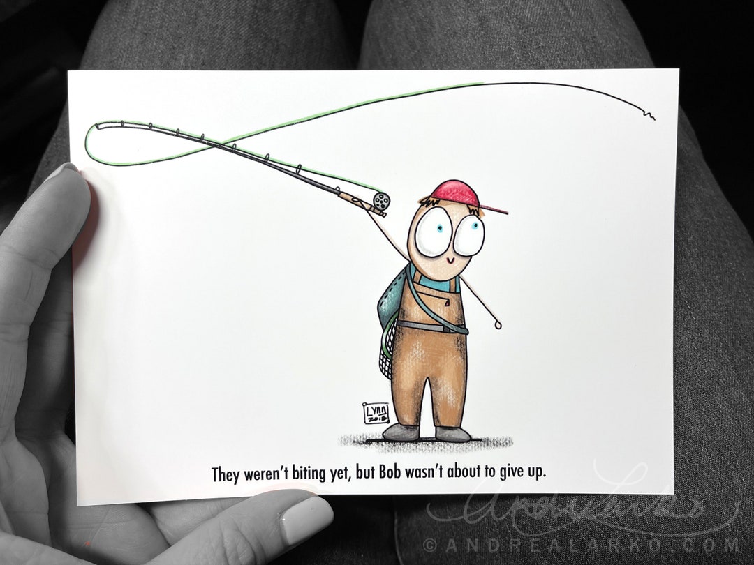 Bob Fly Fishing Cartoon Series Invisible Fly Art Print 5"x7" - Etsy
