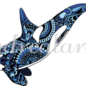 Limited Edition Orca Zentangle Art Gicleé Print 8.5"x11" Archival ...