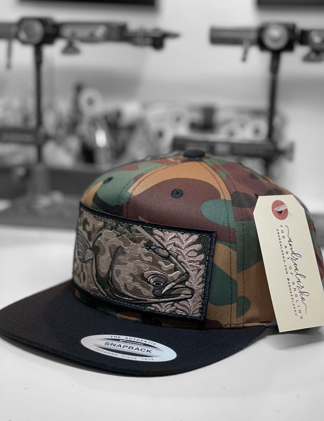 Embroidered Flat Brim Camo Halibut Patch Snapback Wool Blend Hat - Etsy