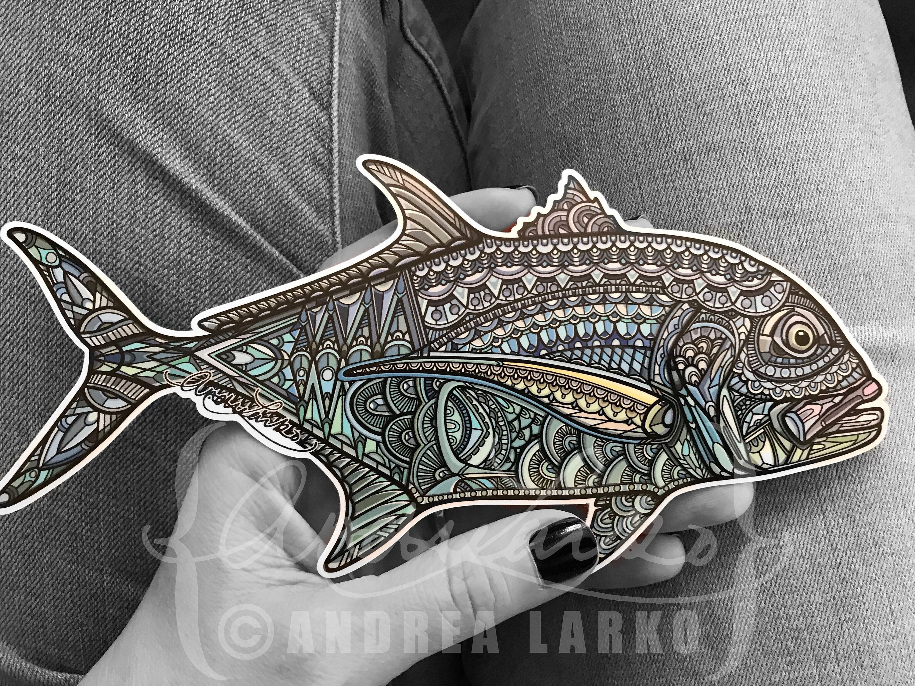 Giant Trevally Zentangle Laminated 3M Decal | Etsy