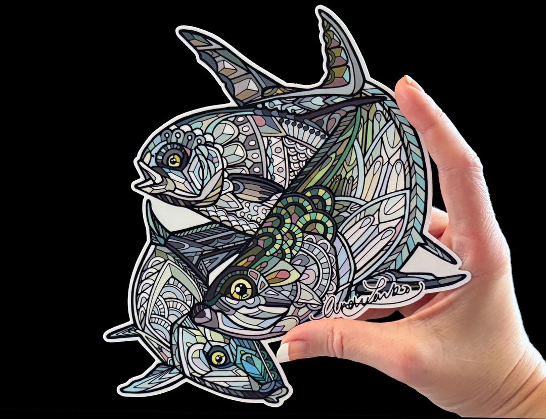 Salt Grand Slam Tarpon Permit Bonefish Zentangle Matte Vinyl Waterproof ...