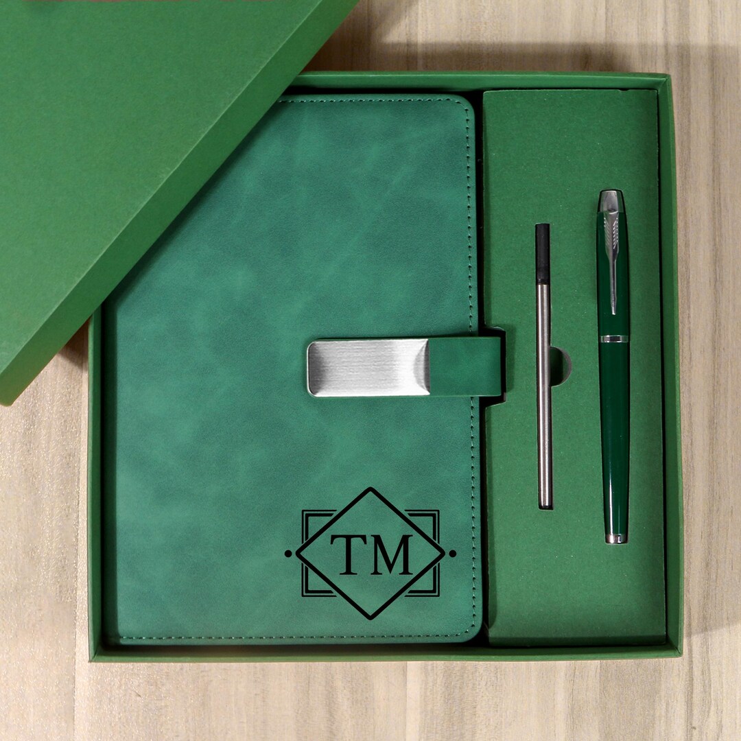 Personalized Monogram Notebook Set With Pen - Etsy