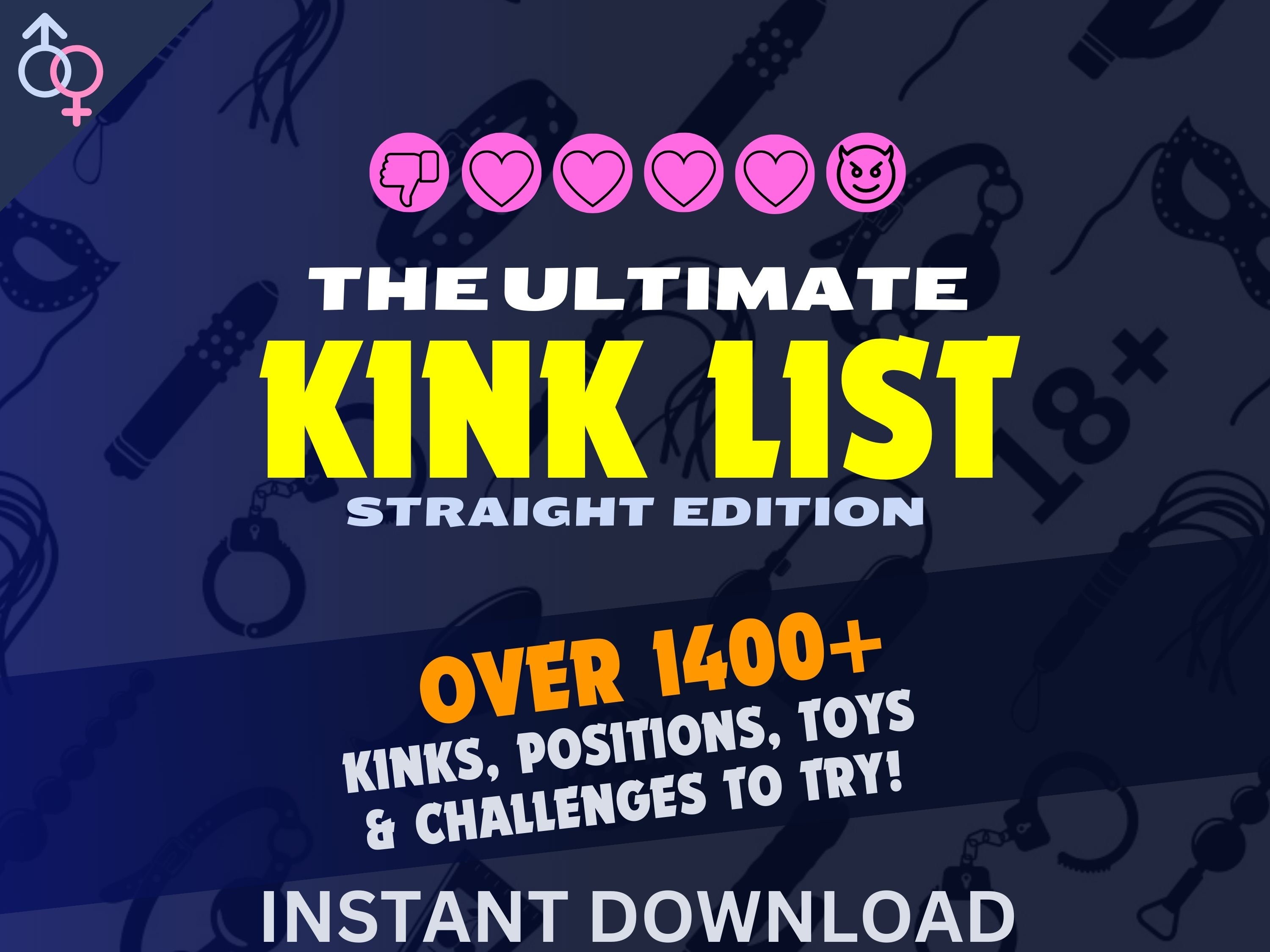 The Kink List the Ultimate List of Kinks, Fetishes, Sexual Positions BDSM Checklist Sex Bucket ...