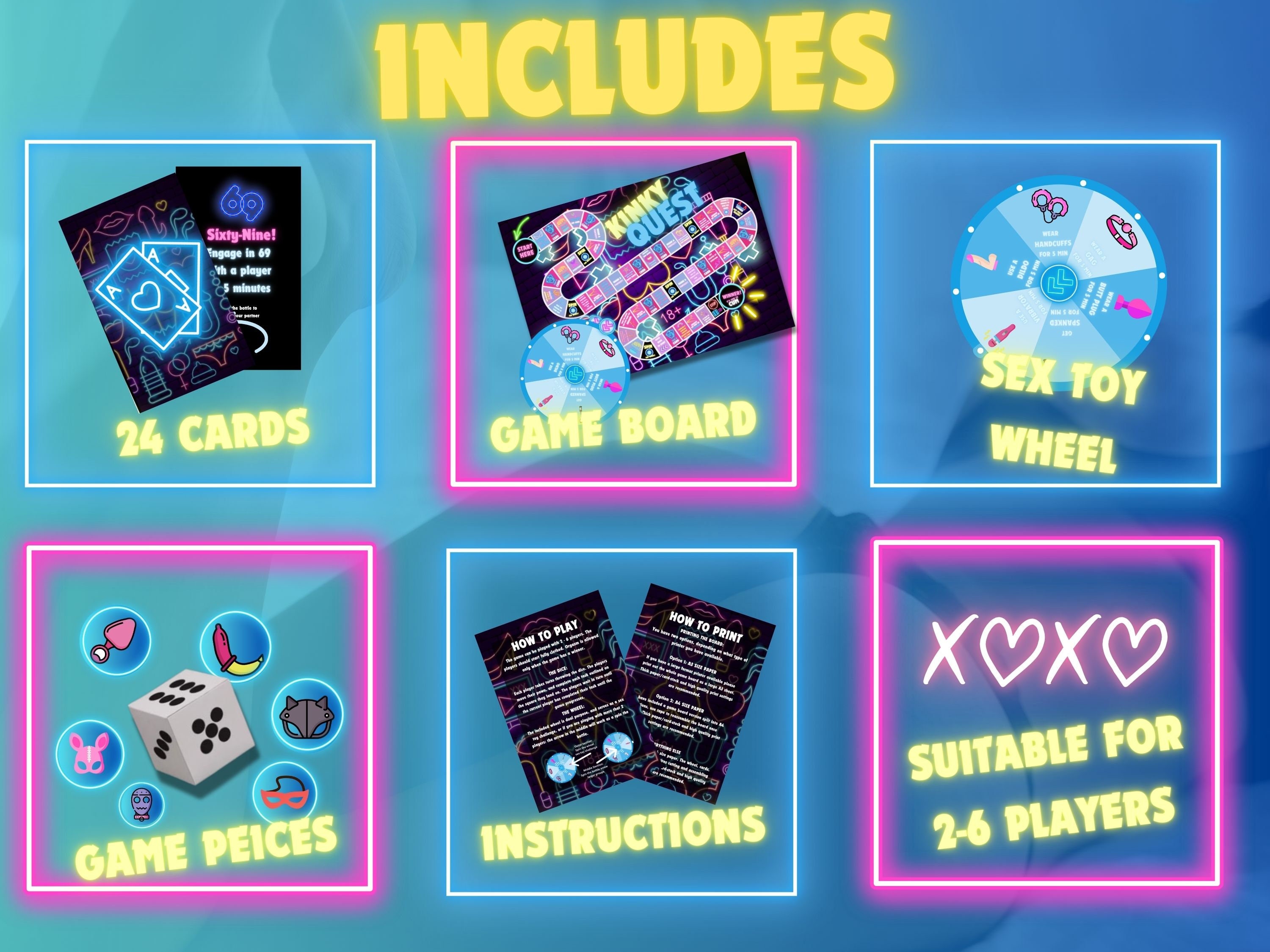 Kinky Quest Printable Sex Board Game Adult Board Game Sexual