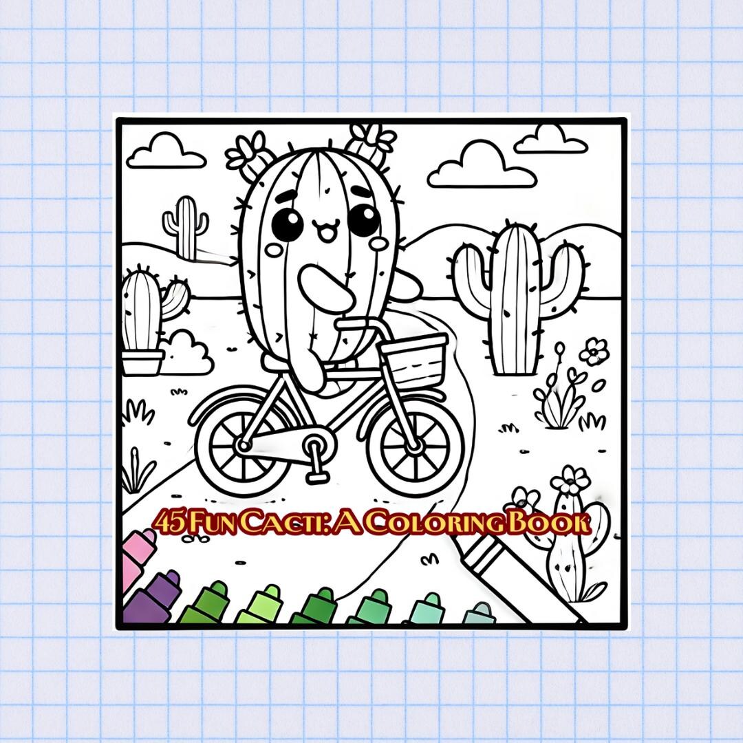 45 Fun Cacti Coloring Book for Kids and Adults Digital Download - Etsy
