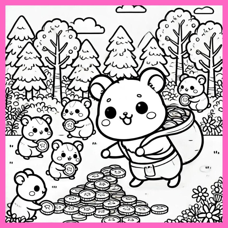 Coloring Book: Little Hamster and His Precious Coins - Etsy