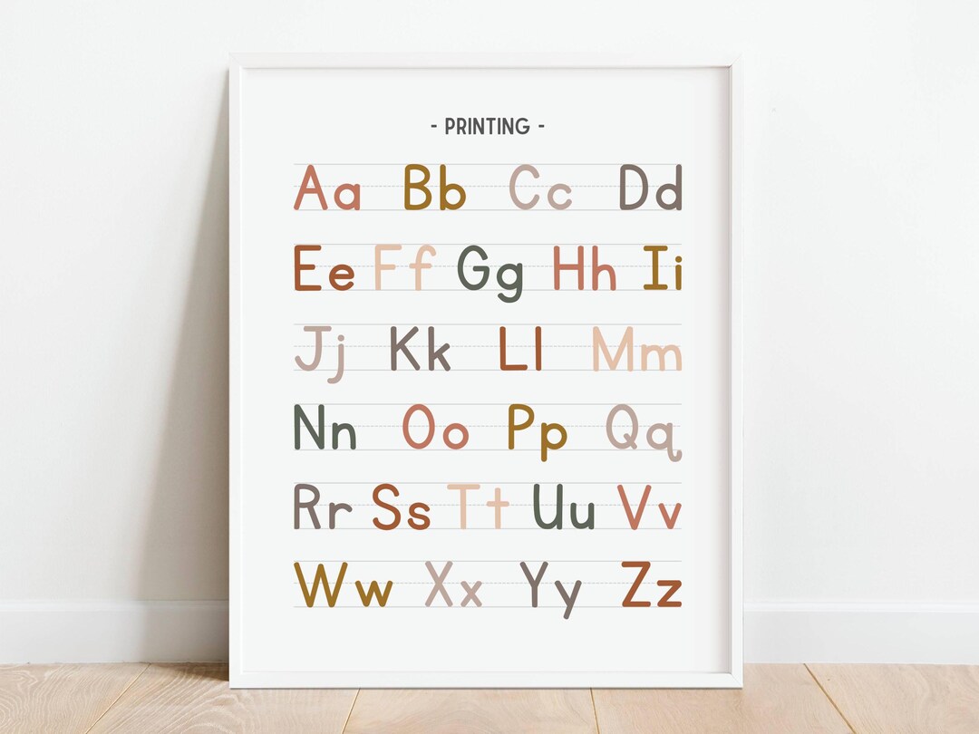 Printing Alphabet Neutral Poster, Handwriting Letters Print ...