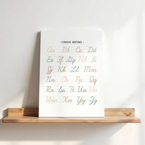 Cursive Writing Alphabet Pastel Poster, Letters Print, Educational Wall ...