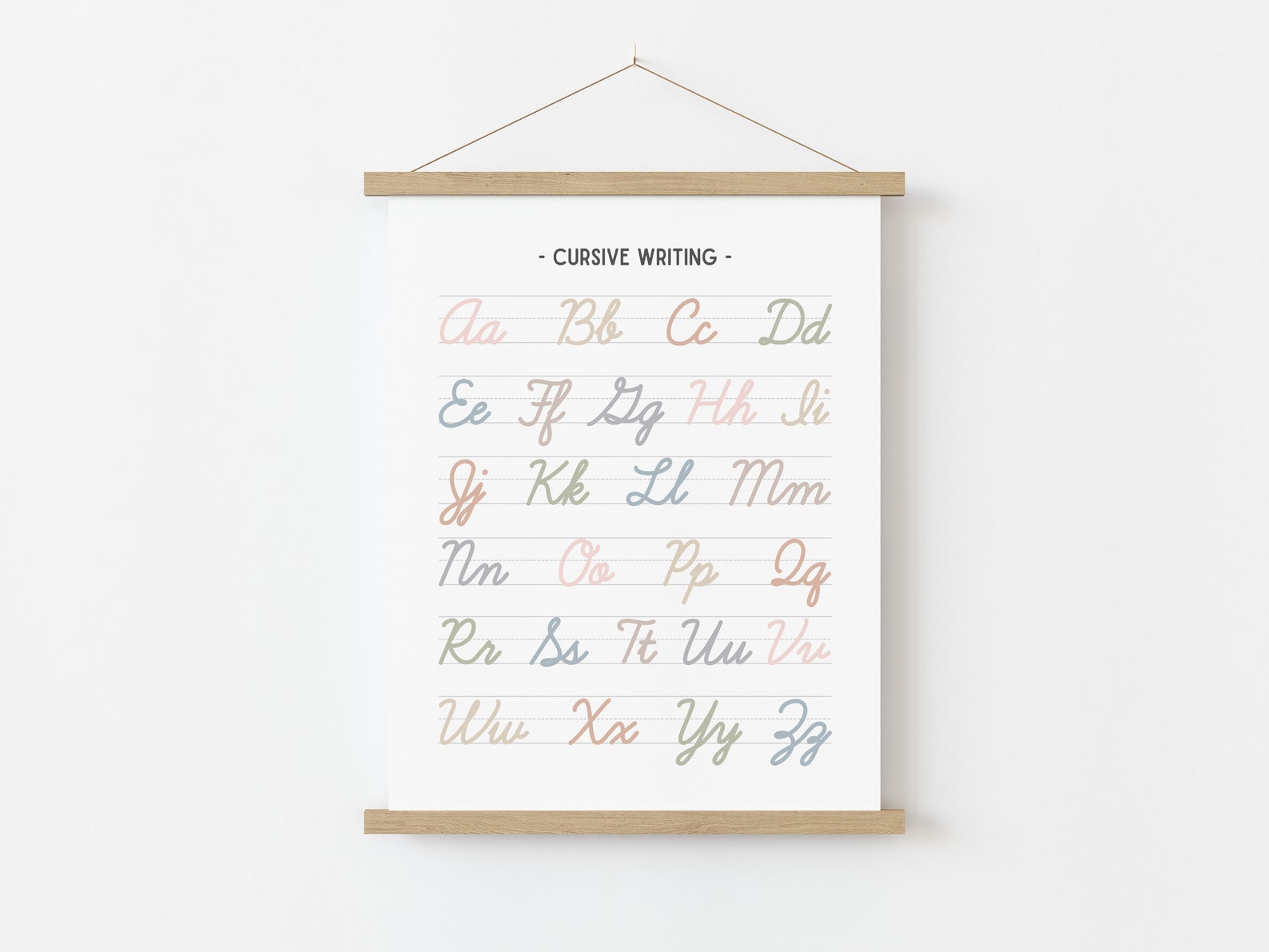 Cursive Writing Alphabet Pastel Poster, Letters Print, Educational Wall ...