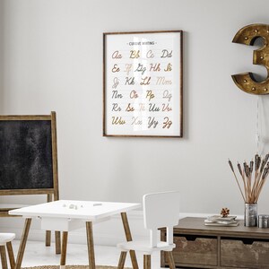 Cursive Writing Alphabet Neutral Poster, Letters Print, Educational ...