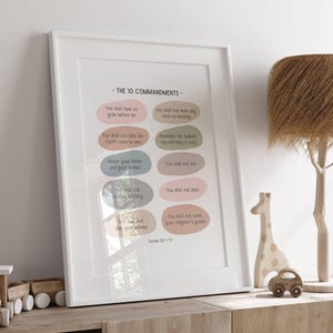 The Ten Commandments Poster, Pastel Christian Poster for Kids, Bible ...