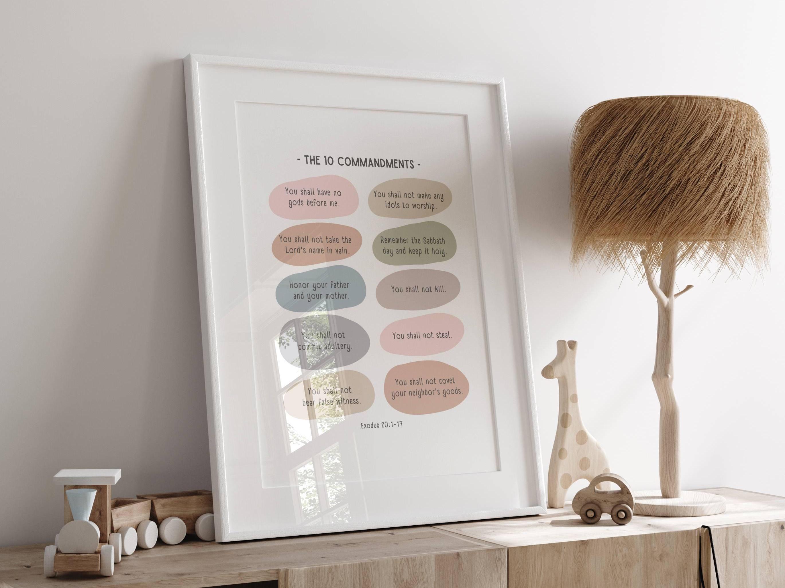 The Ten Commandments Poster, Pastel Christian Poster for Kids, Bible ...