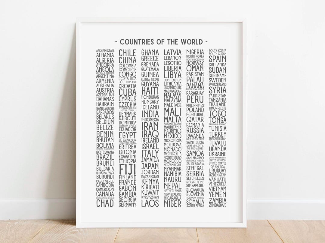 Countries of the World Travel Poster, List of Countries Geography ...